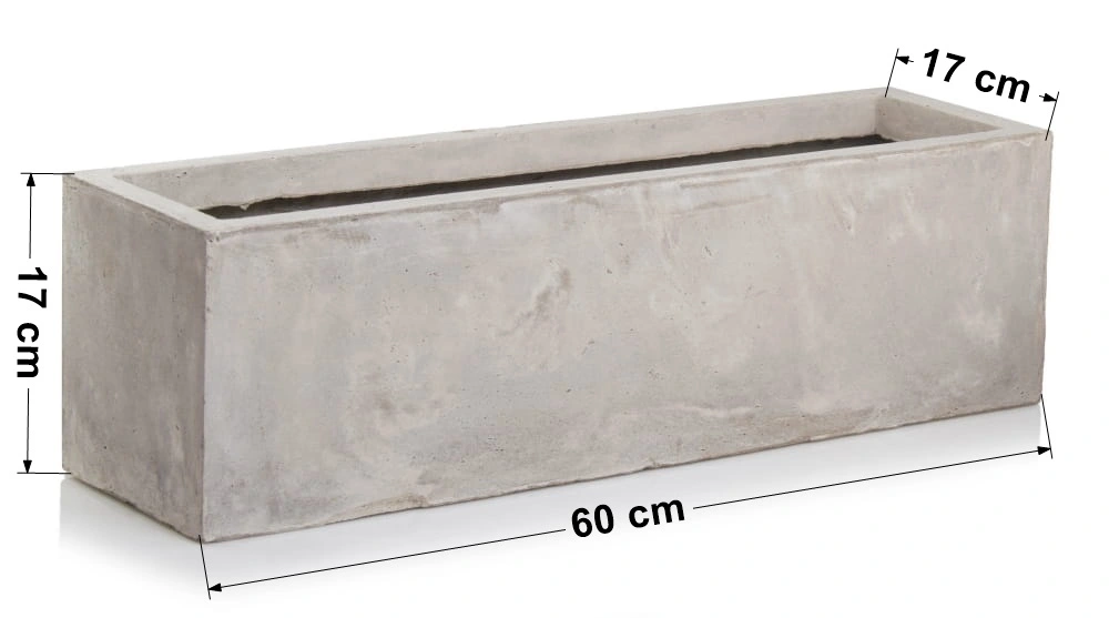 Donica prostokątna 60 cm imitacja betonu rynna JASNY SZARY | 60x17 cm ...